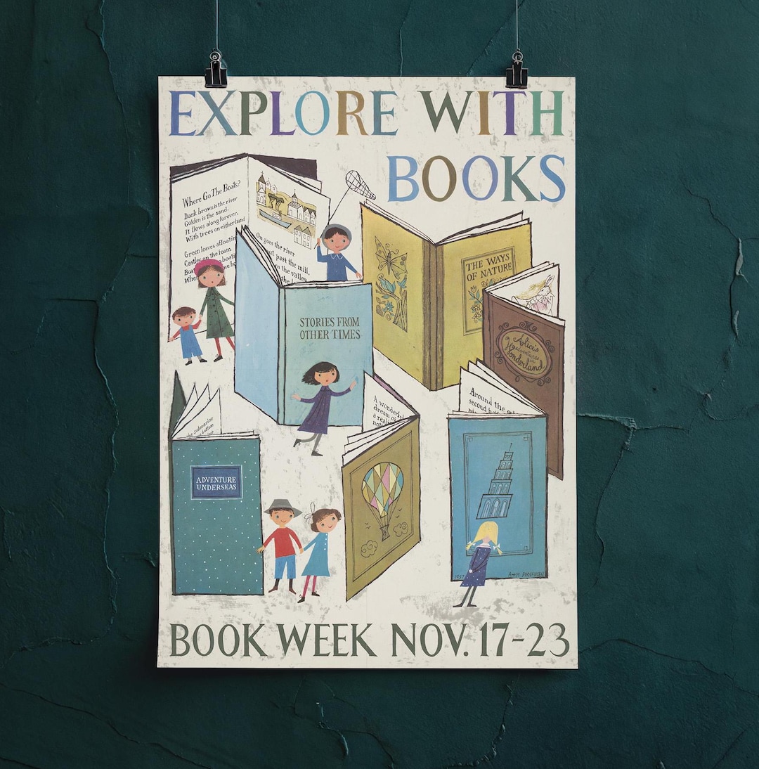 Vintage Kids Book Poster, Retro Wall Art, Baby Room Poster, Classroom ...