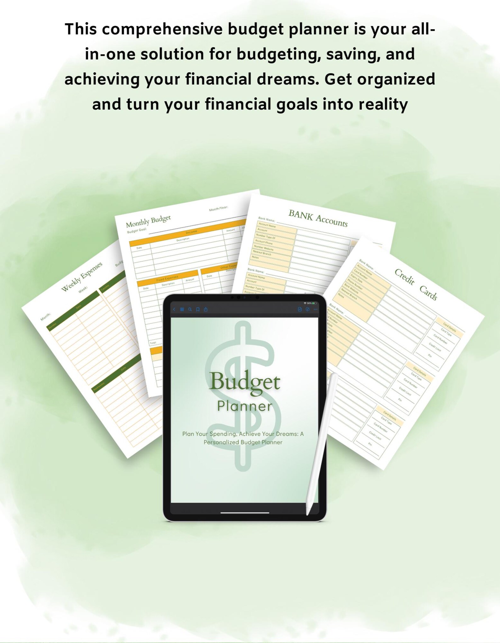 Printable Budget Planner 2025 - Monthly and Yearly Budgeting, Expense ...