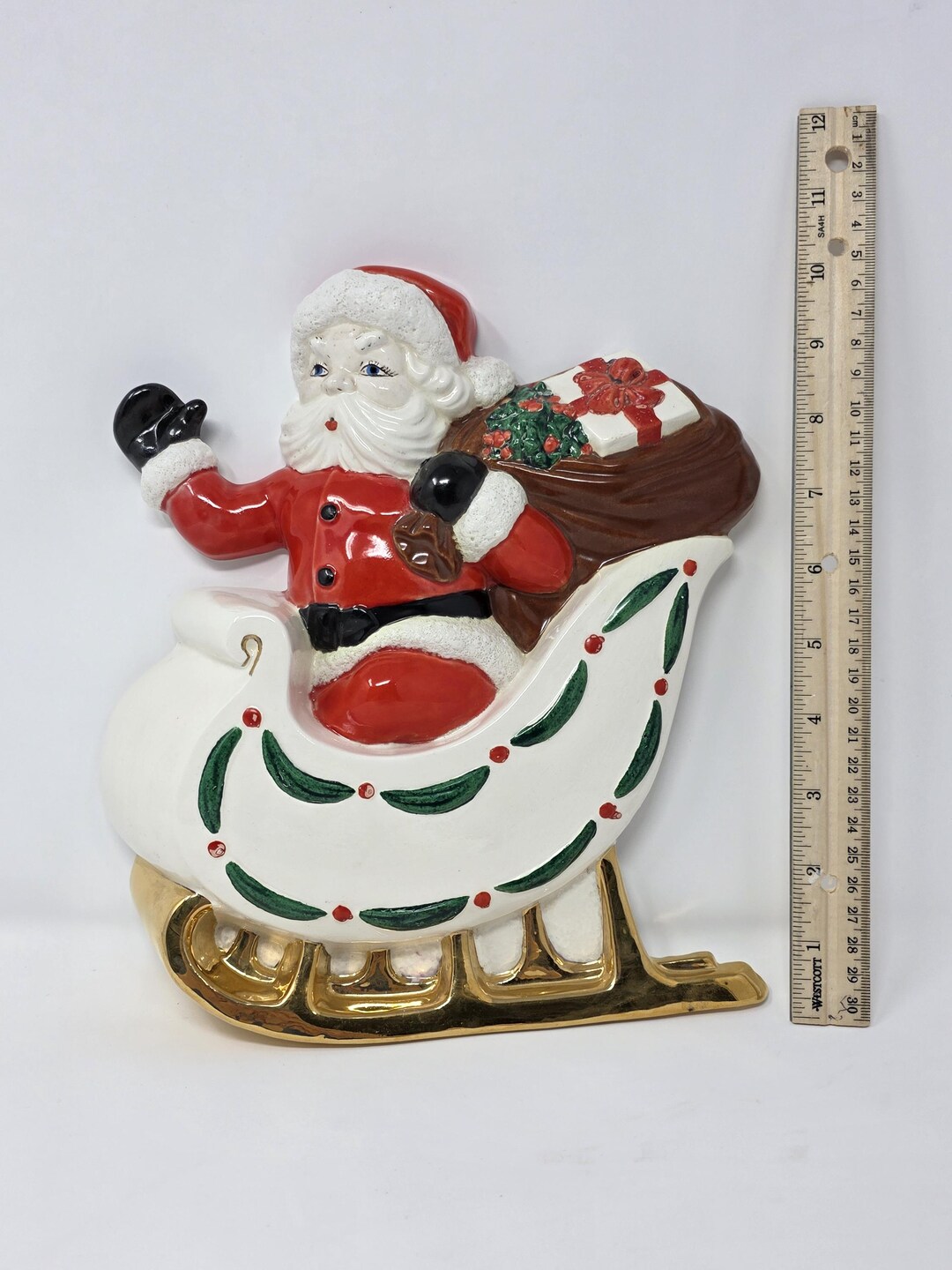 Vintage Jamar Mallory Ceramic Santa Claus Sleigh Decoration 10" - Etsy