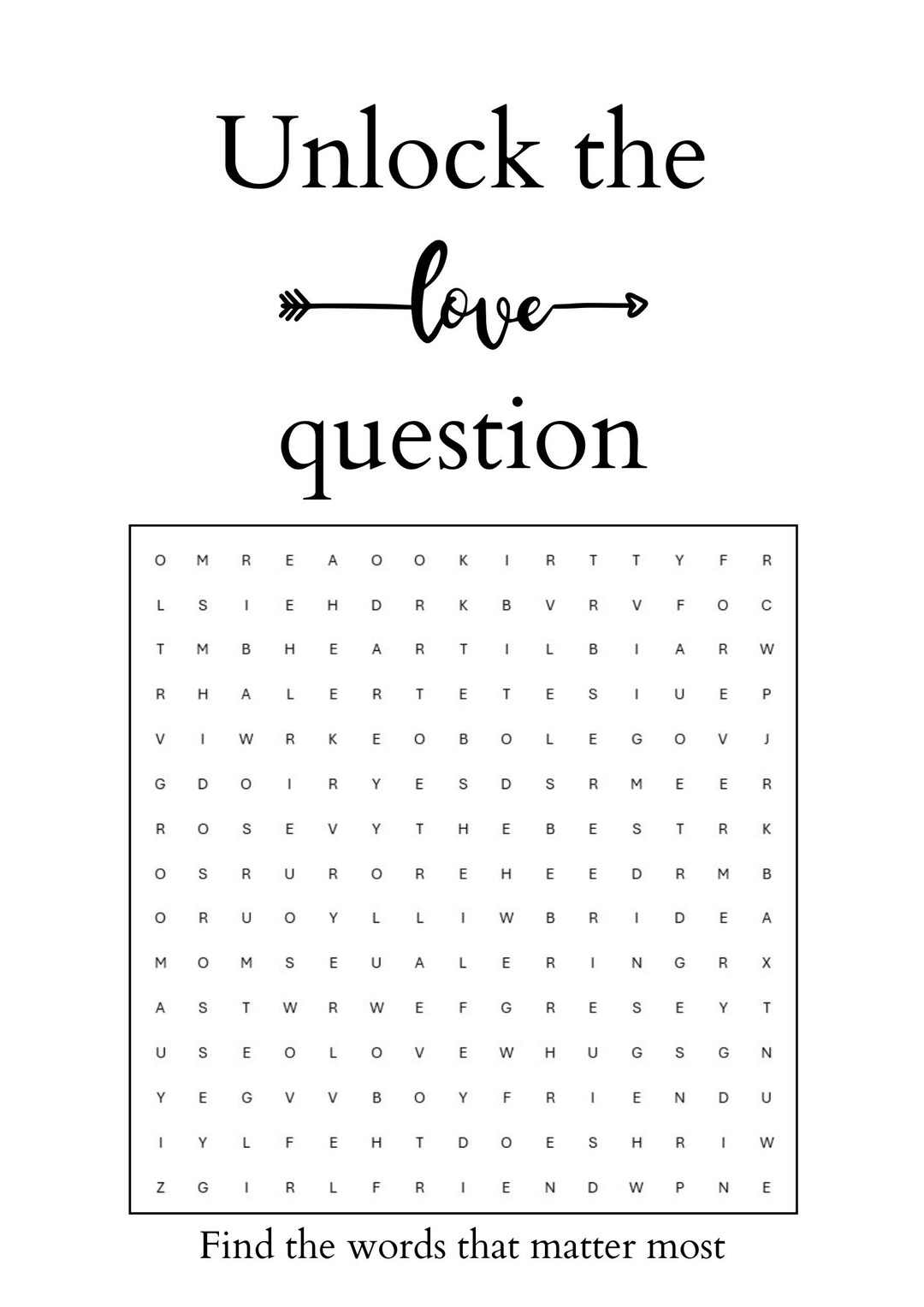 Love Word Search Puzzle: Perfect for Marriage Proposals & Romantic ...
