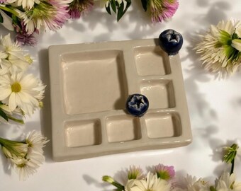 Ceramic Blueberry Paint Palette Gouache Watercolor Stoneware Unique Art ...
