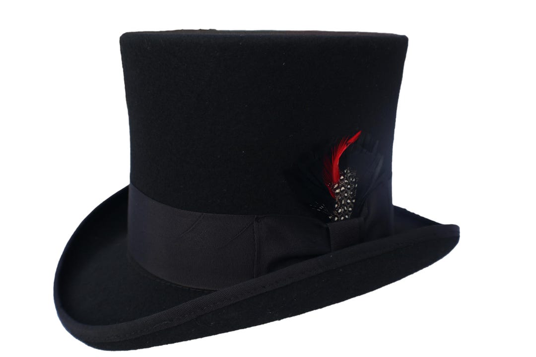 Men’s Black Top Hat – 100% Wool Felt Classic Formal Top Hat for ...