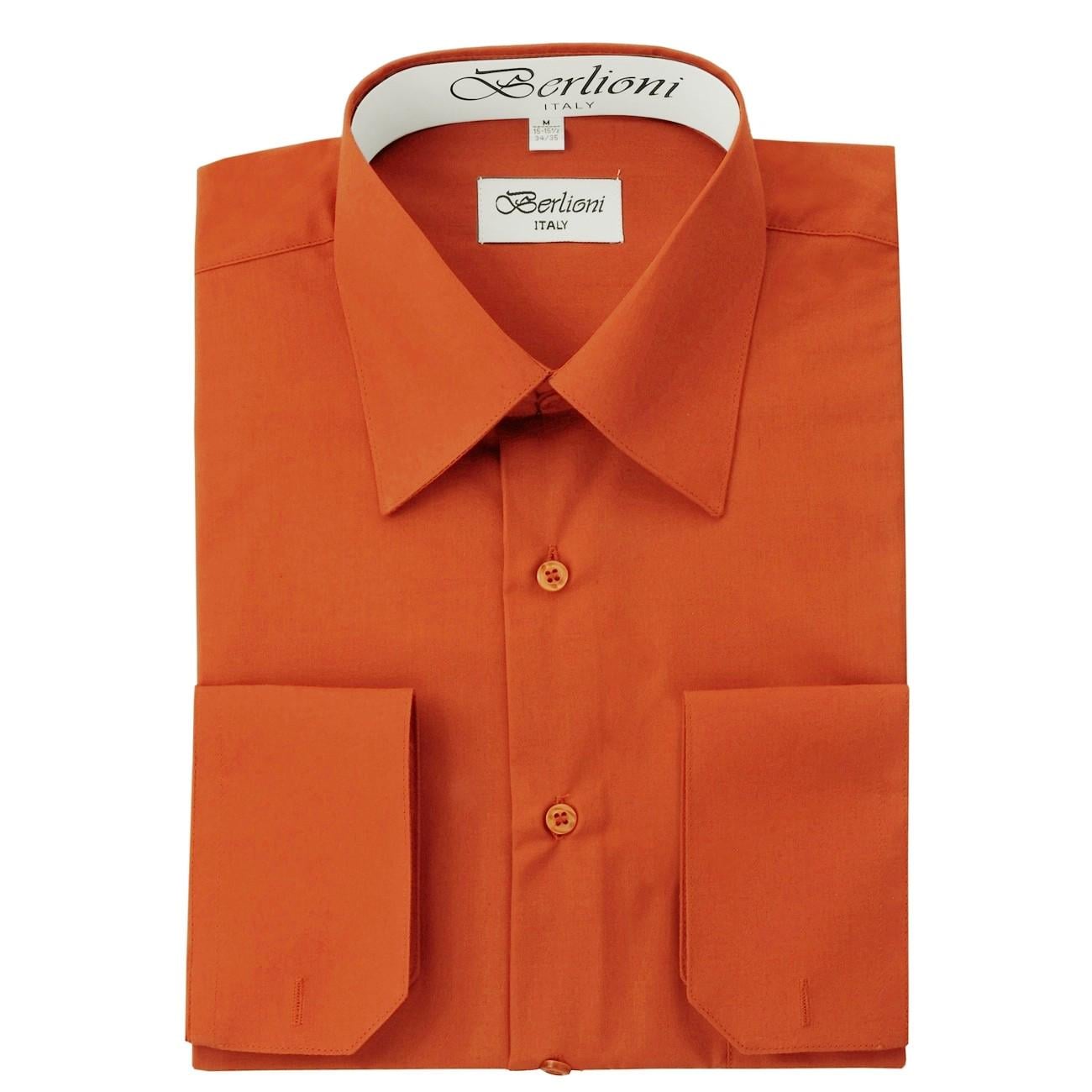 Men's Premium Modern Fit Rust-burnt Orange Dress Shirt - Convertible ...