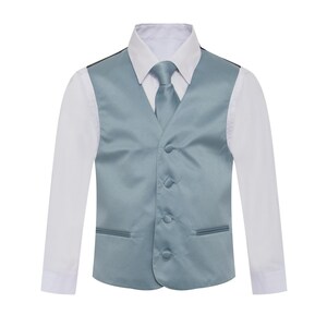 Dusty Blue Ring Bearer Vest Set – Boys Wedding Vest With Bow Tie ...