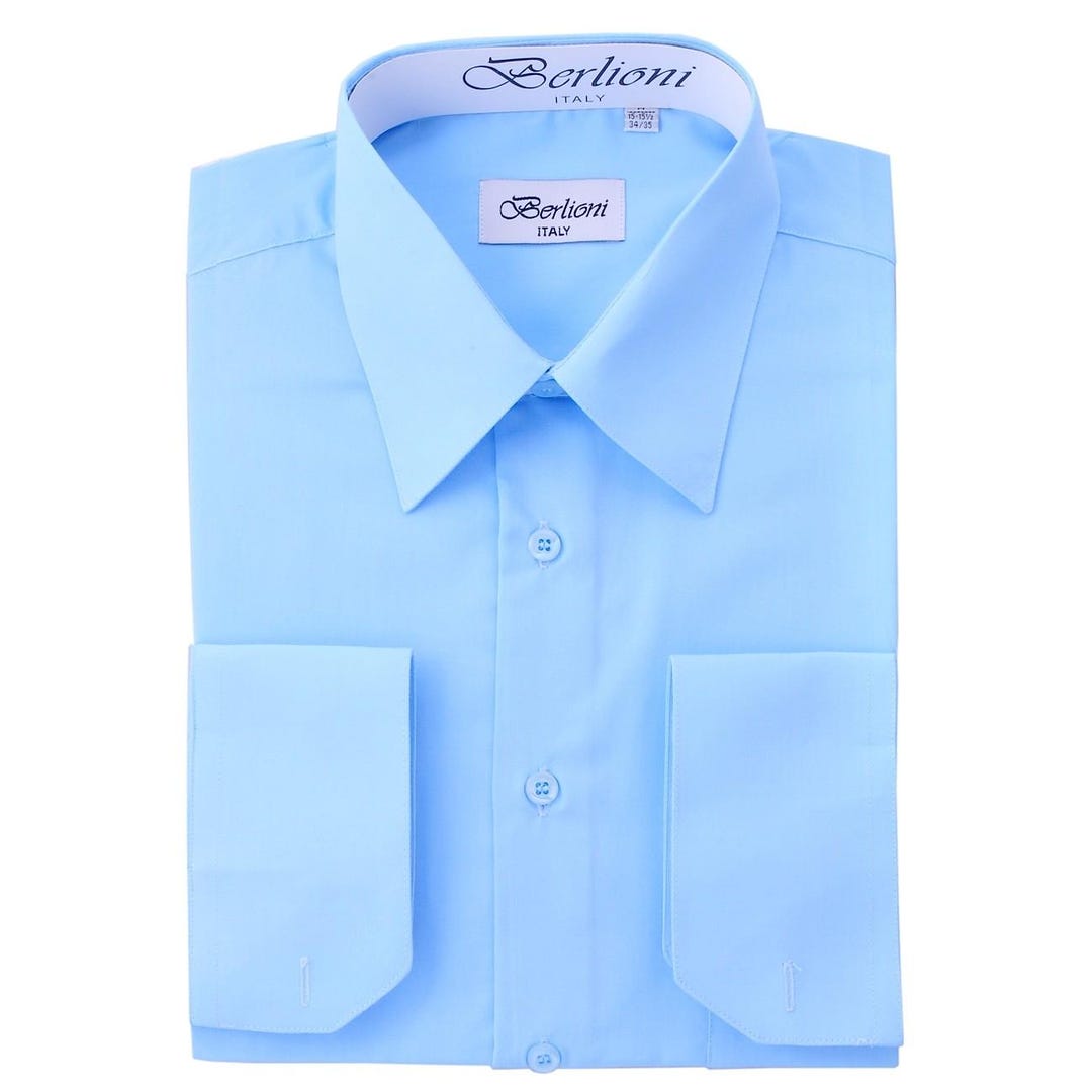 Men's Premium Modern Fit Light Blue-powder Blue-baby Blue Dress Shirt ...