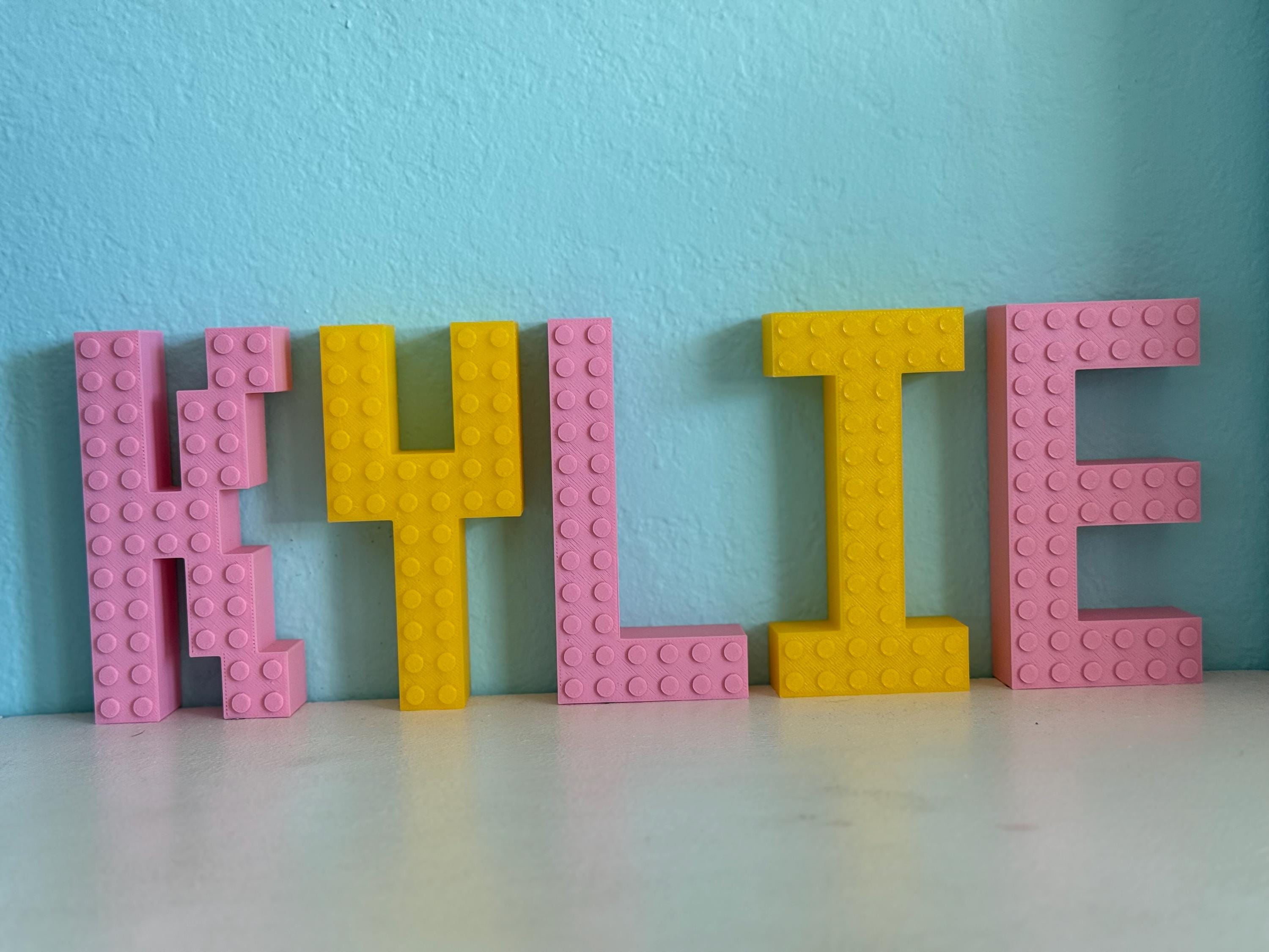 Large, Personalized 3D Printed Letters in Lego Brick Style for Building ...