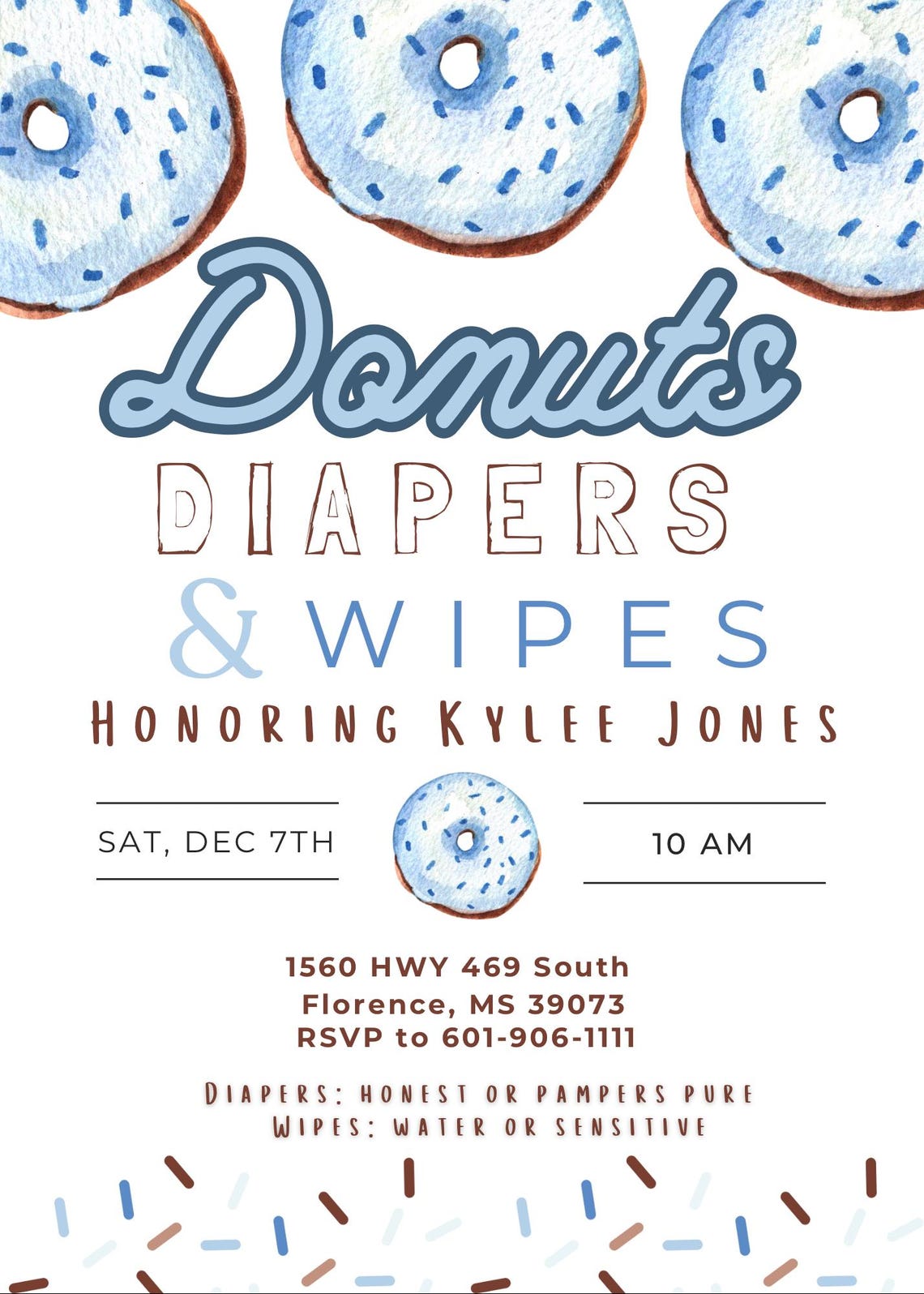 Diapers, Donuts & Wipes Baby Shower or Sprinkle Invitation - Etsy