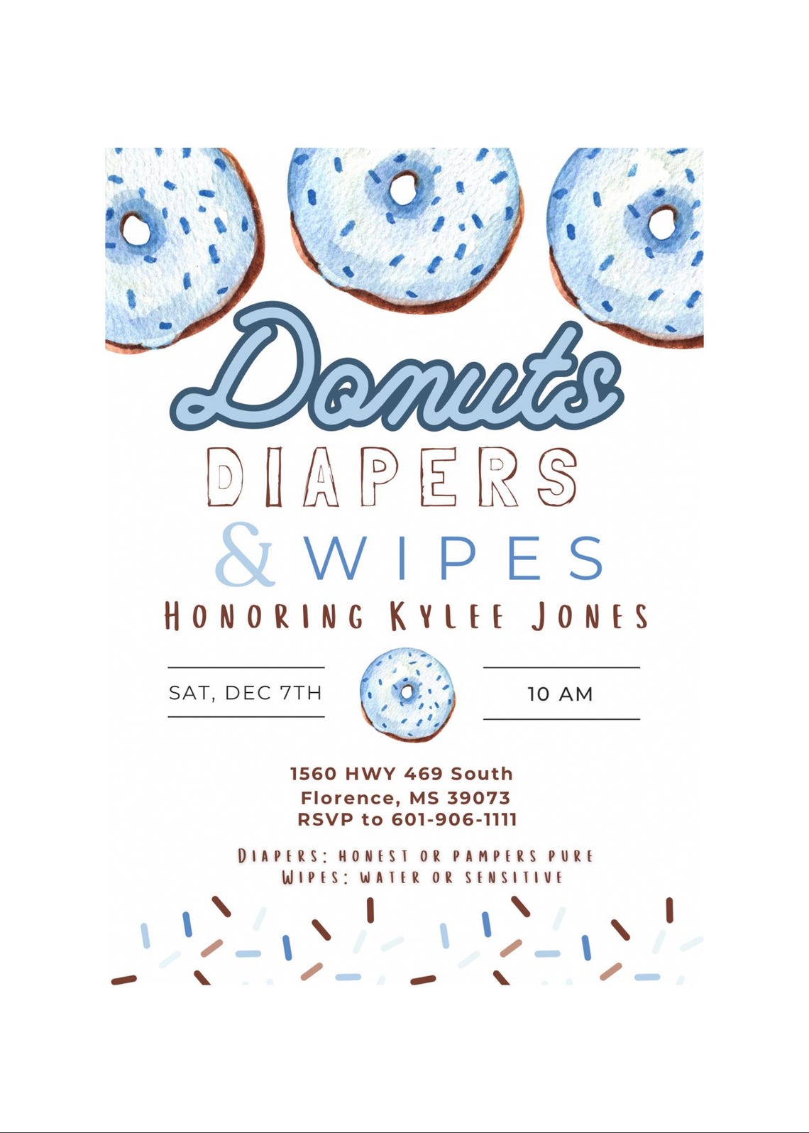 Diapers, Donuts & Wipes Baby Shower or Sprinkle Invitation - Etsy