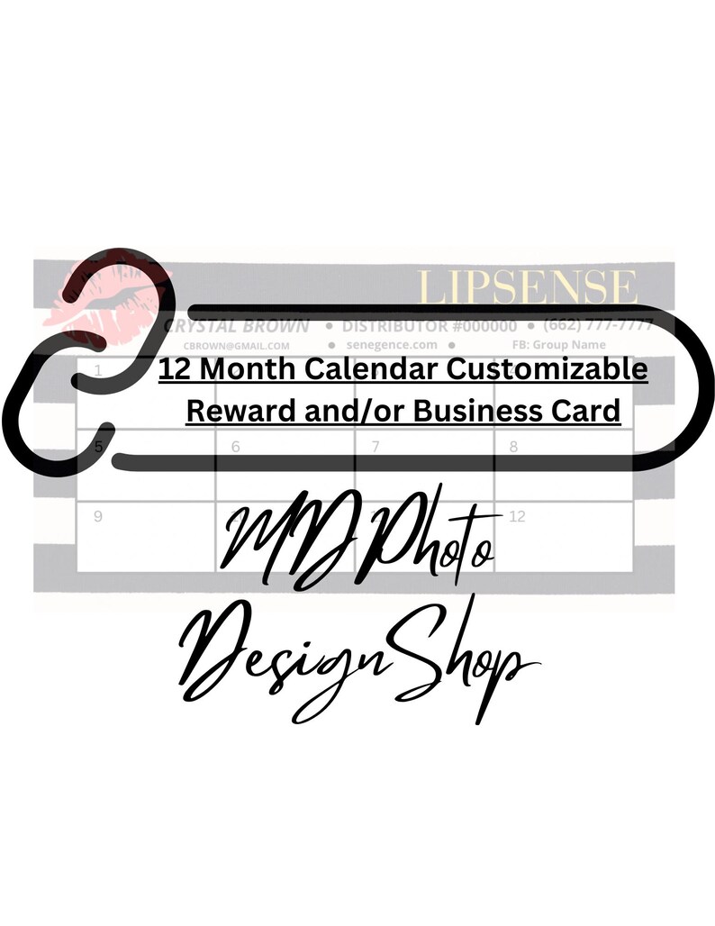 12 Month Calendar Business Card Customizable - Etsy