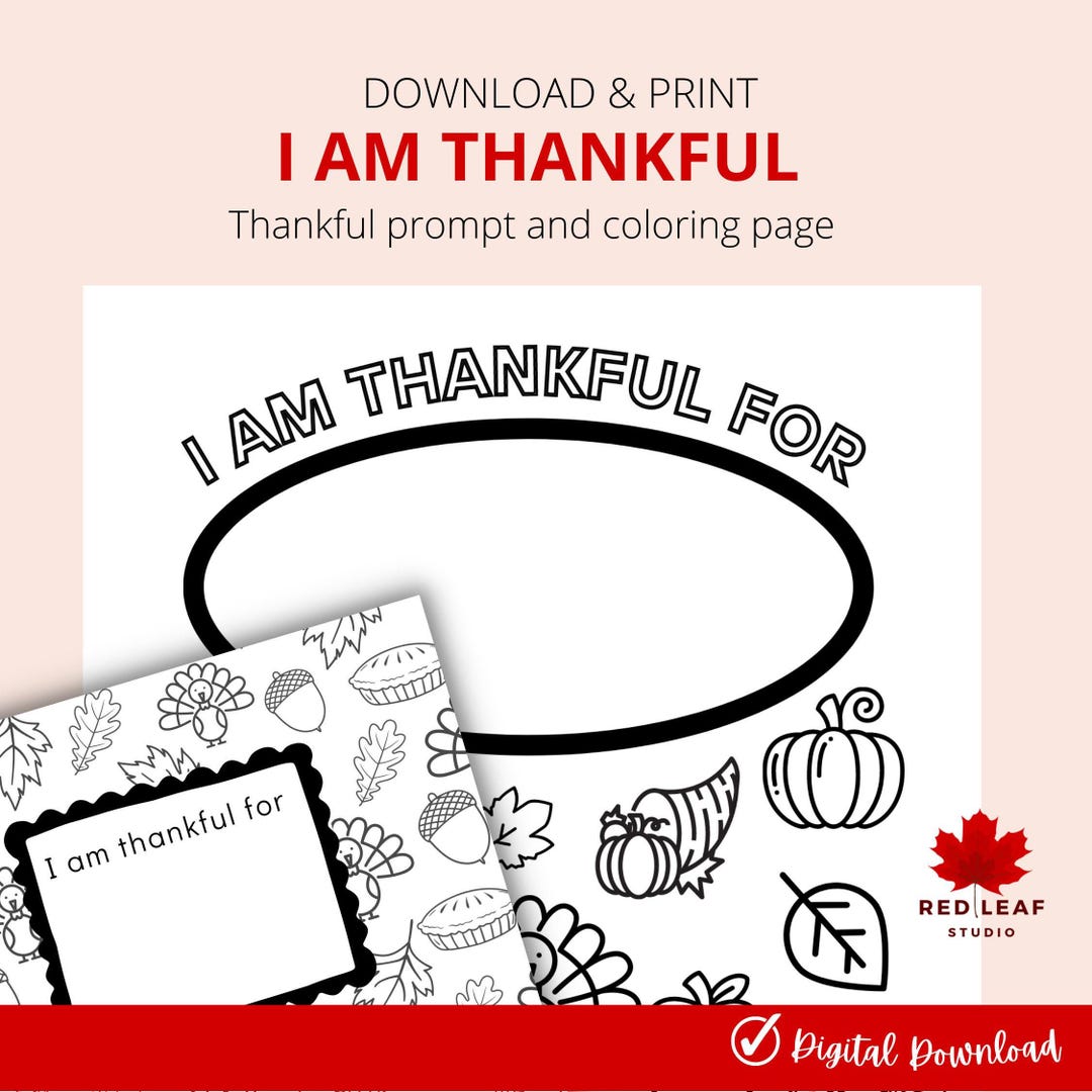 I Am Thankful Coloring Page Thanksgiving Coloring Homeschool Coloring ...