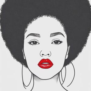 3 Woman Faces Clipart, Afro Clipart, Red Lips - Etsy