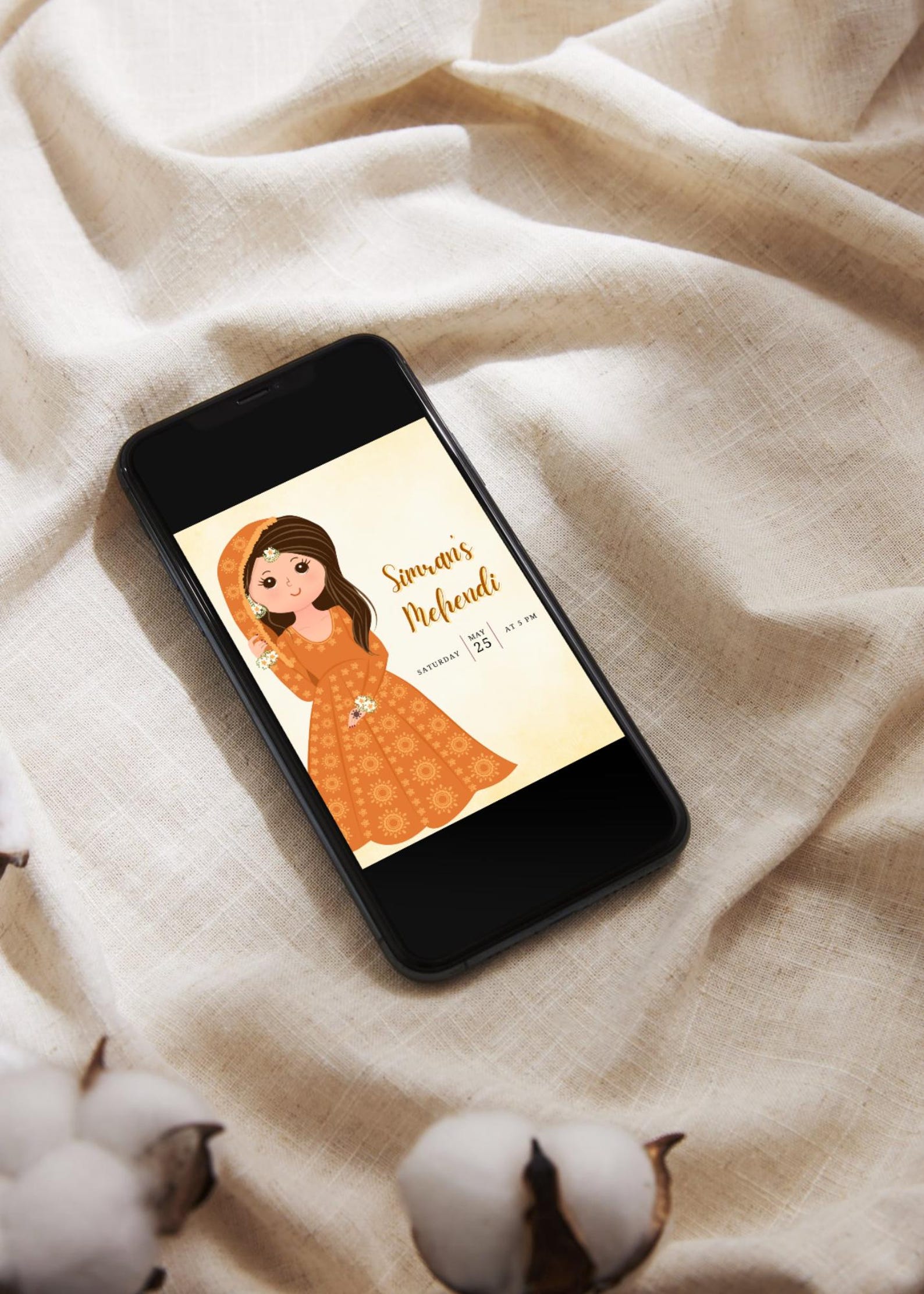 Mehendi Invitation - Simple With Illustration (digital) - Etsy