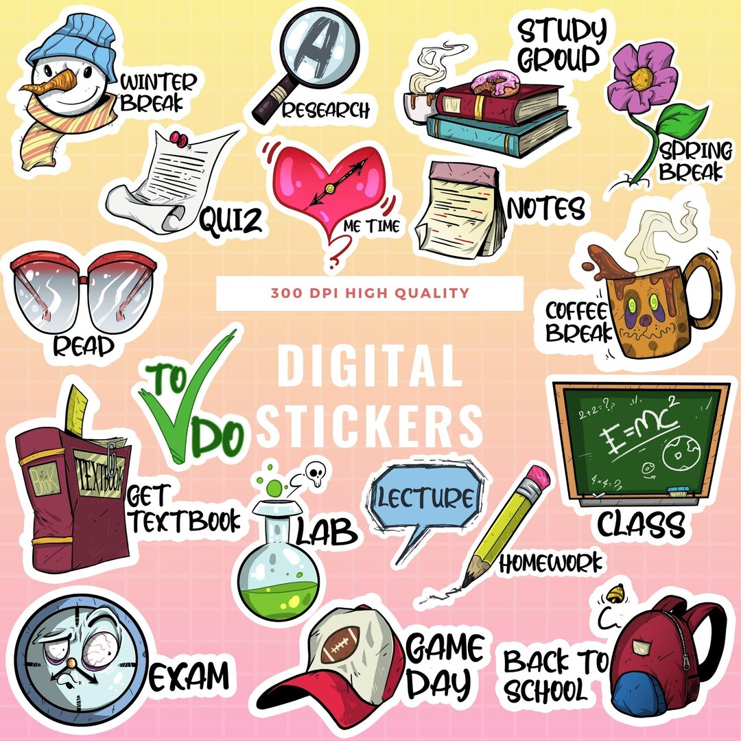 Cute Study Printable Stickers Png, Inspirational Sticker Png, Print and ...