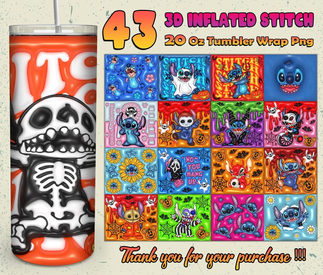 43 Designs 3D Inflated Cartoon Characters 20oz Tumbler Wrap Bundle ...