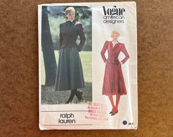 Vogue Pattern 2615 American Designer Ralph Lauren - Etsy