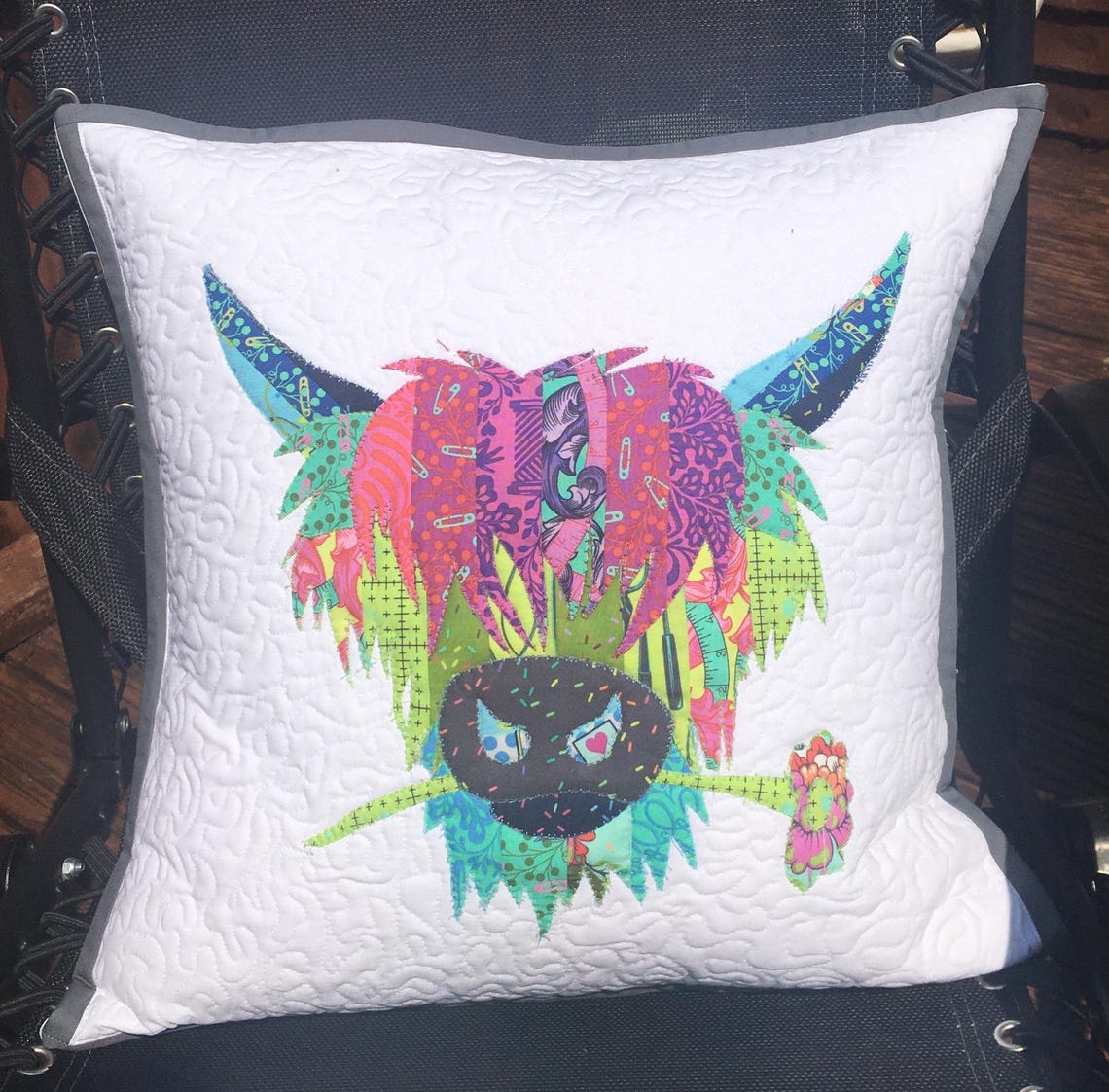 Delphine Brooks Highland Cow Applique Cushion Sewing Instruction and ...