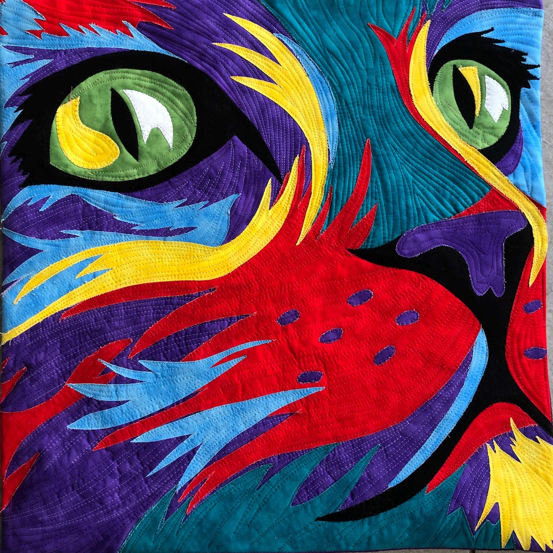 Delphine Brooks Cora Cat Applique Quilt Wall Hanging Sewing Instruction ...