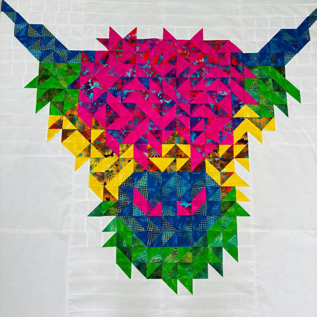 Delphine Brooks Highland Cow Applique Quilt Sewing Instruction and ...