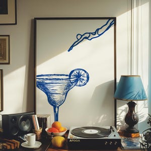Martini Diving Illustration Vintage Wall Art | Cocktail Poster ...