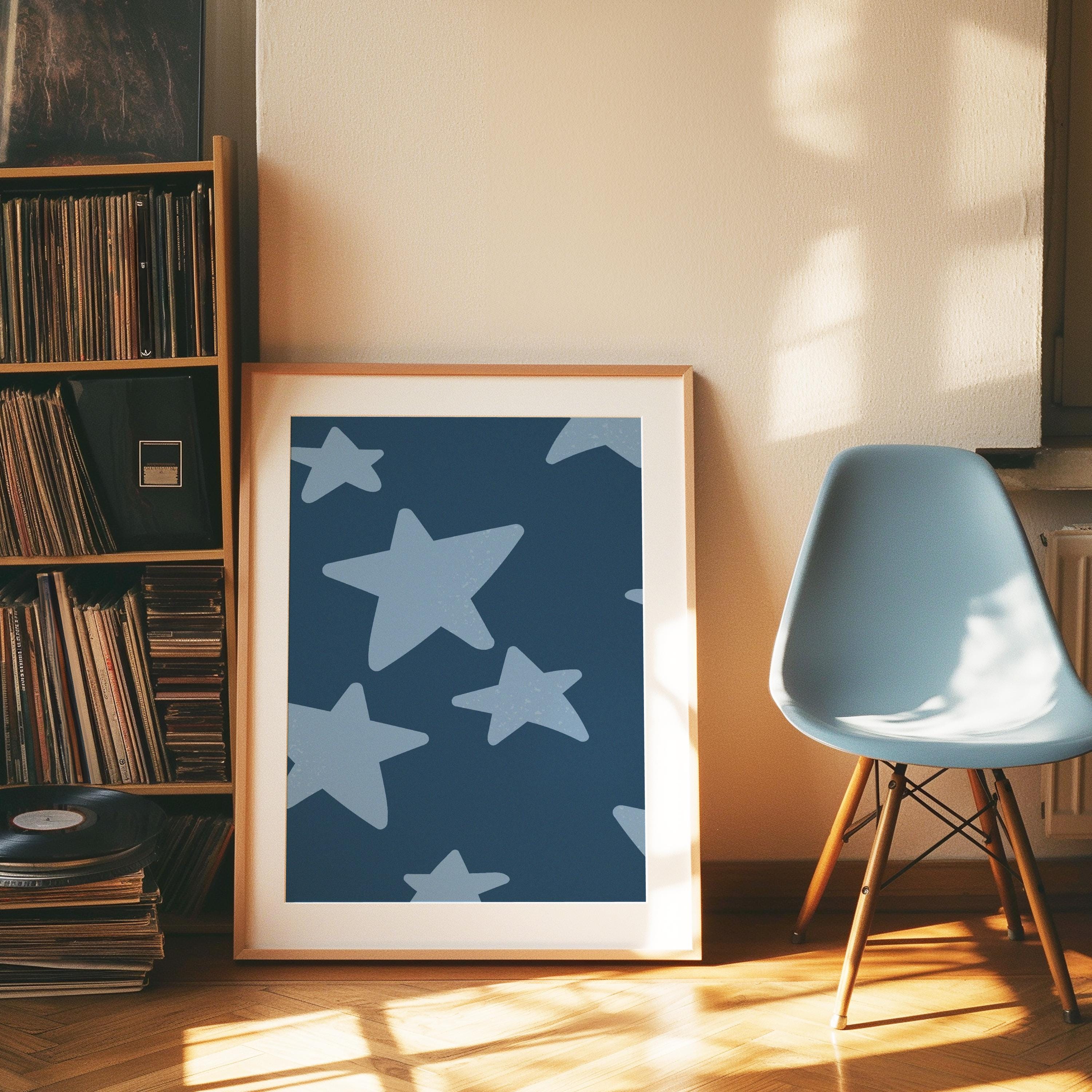 Watercolor Star Illustration Wall Art | Simple Modern Art | Blue Star ...