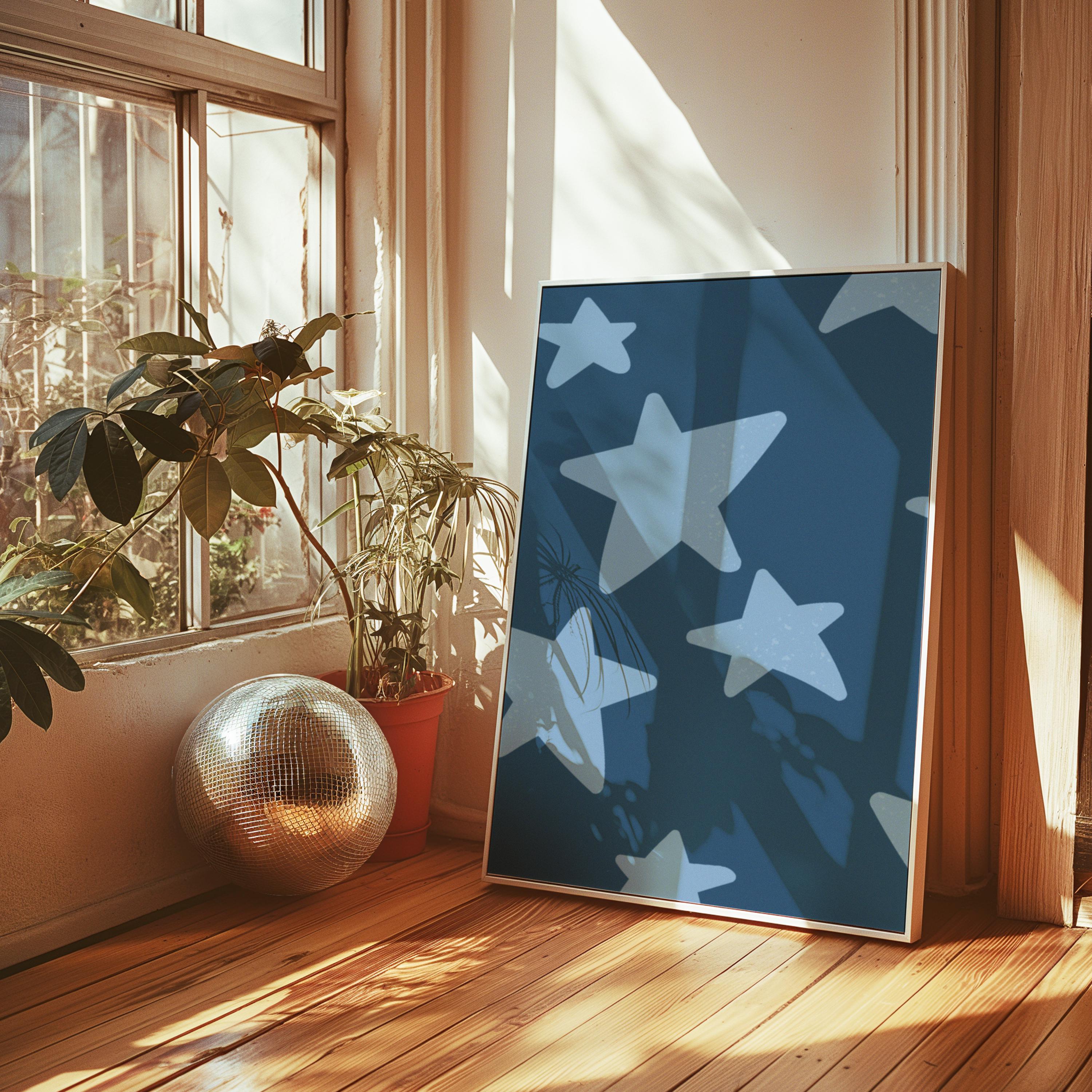 Watercolor Star Illustration Wall Art | Simple Modern Art | Blue Star ...