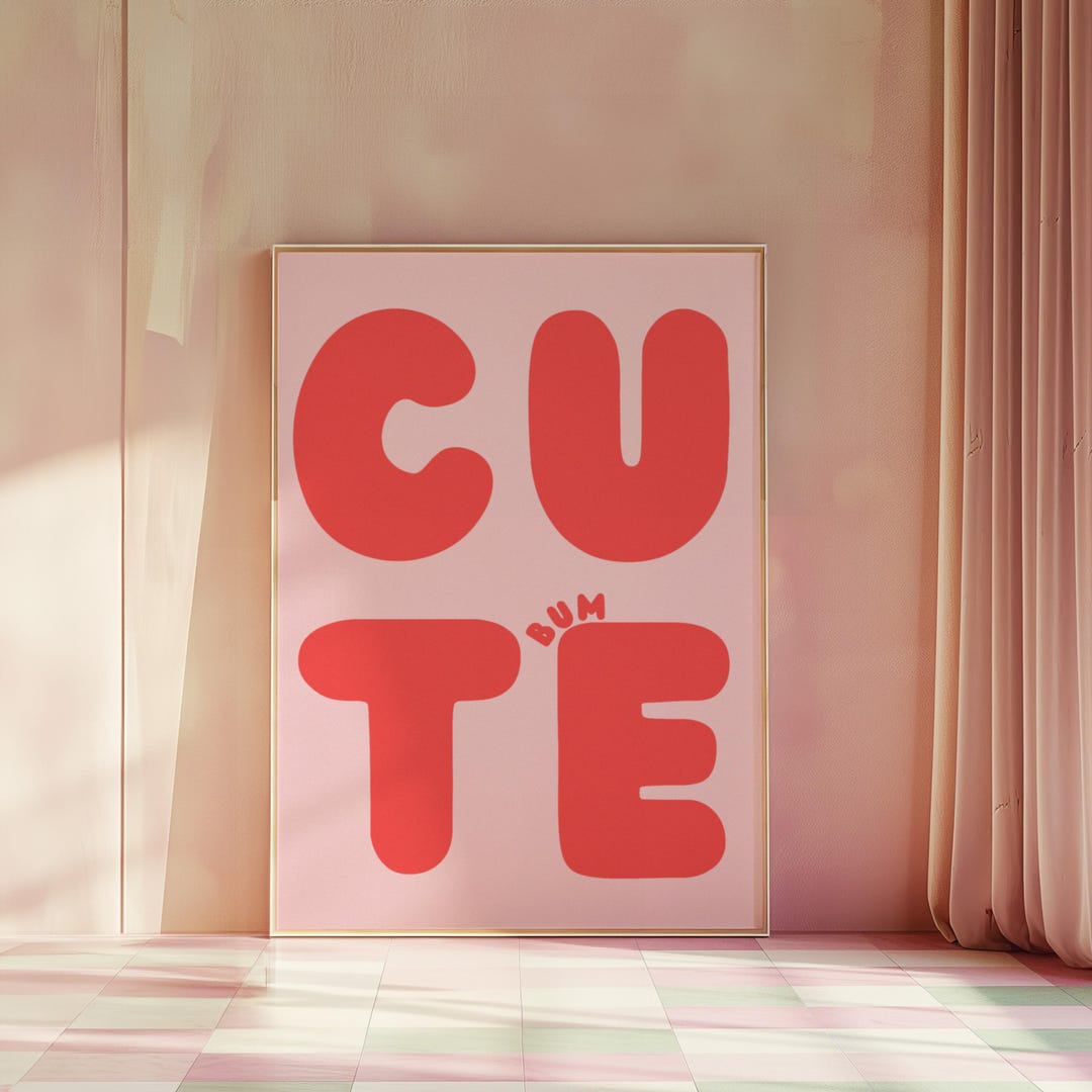 Cute Bum Print | Trendy Art | Bathroom and Bedroom Print | Pink and ...