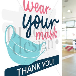 Wear Your Mask Sign, Printable Mask Sign, Mask Sign for Business ...