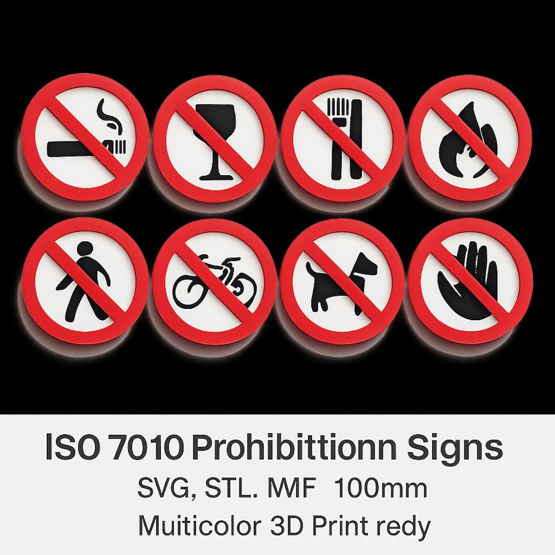 ISO 7010 Prohibition Signs – 3D Print Ready (digital Download) - Etsy