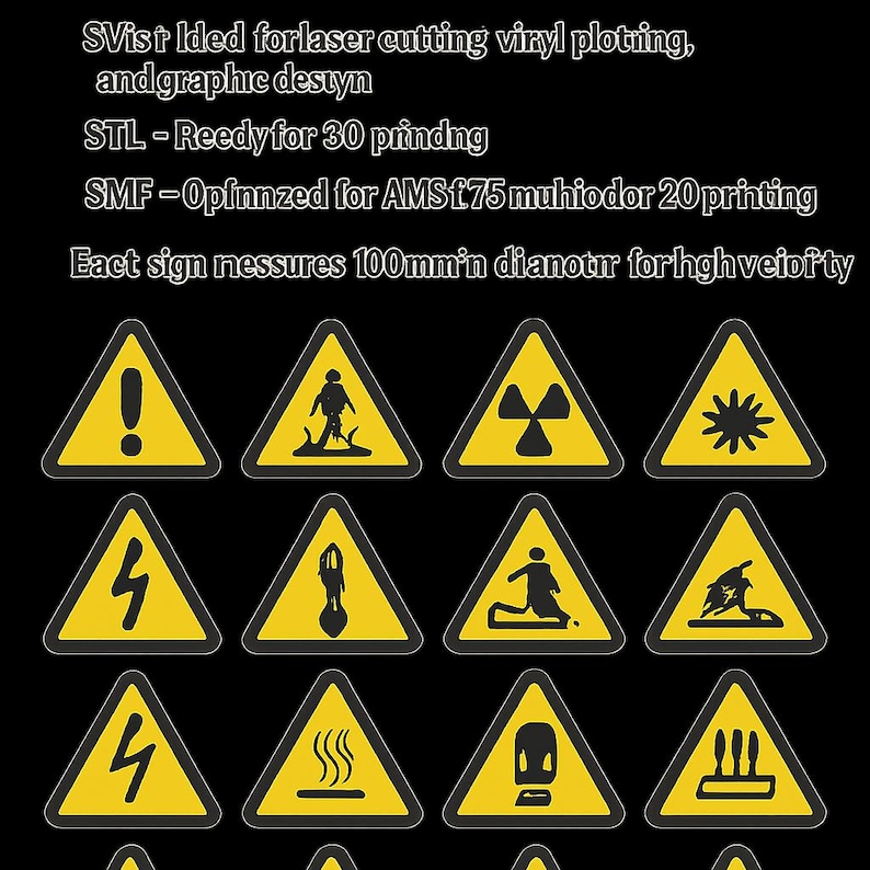 ISO 7010 Warning Signs – Digital Download | SVG, STL, 3MF | 100mm ...