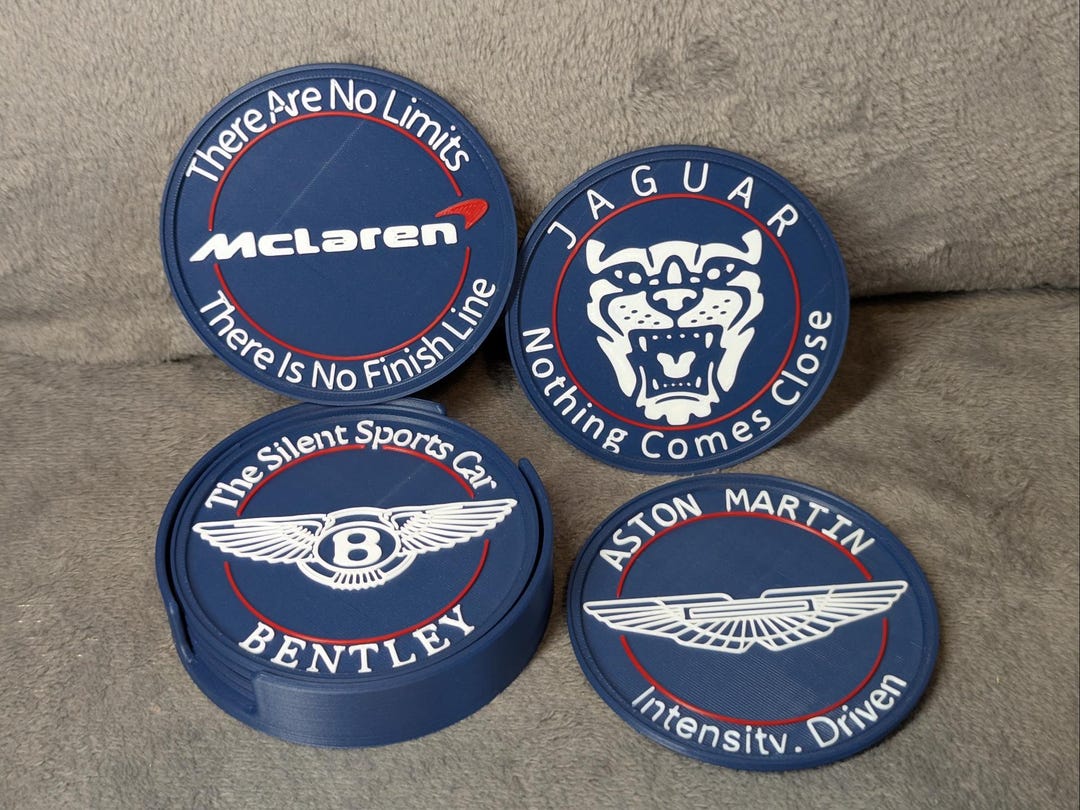 Car Logo Stackable Coaster Set – British Edition 1, Handmade Drink ...