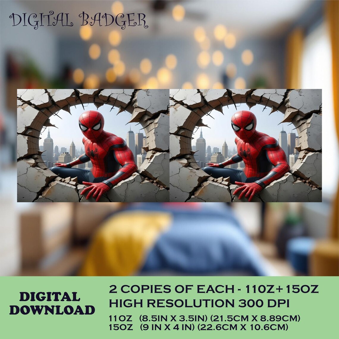 3D Effect Cartoon Movie Character Sublimation Mug Wrap Spider Man - Etsy