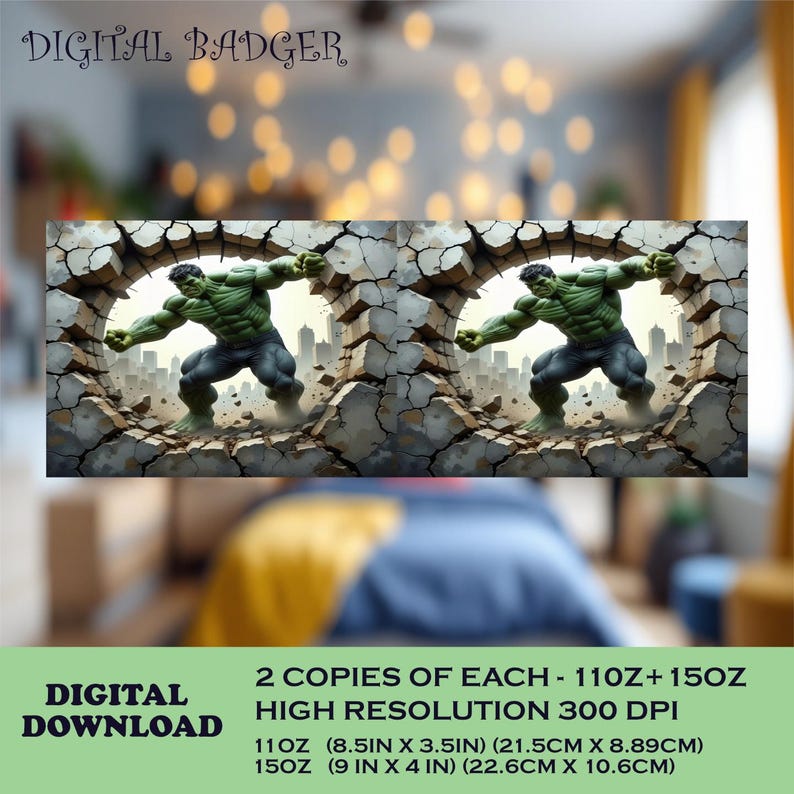 3D Effect Cartoon Movie Character Sublimation Mug Wrap the Hulk - Etsy