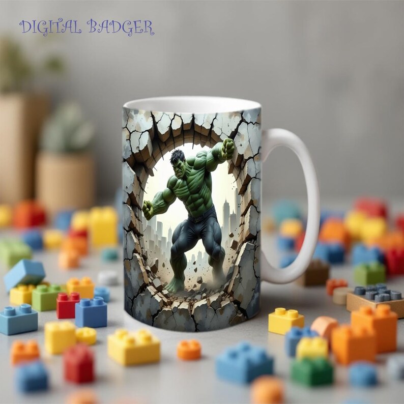 3D Effect Cartoon Movie Character Sublimation Mug Wrap the Hulk - Etsy ...