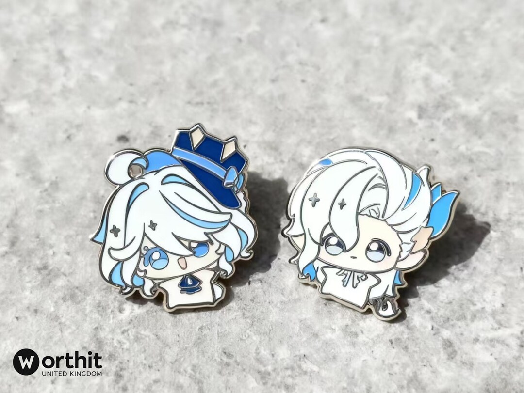 Genshin Impact 3cm Hard Enamel Pin Set – Furina / Neuvillette, Chibi ...