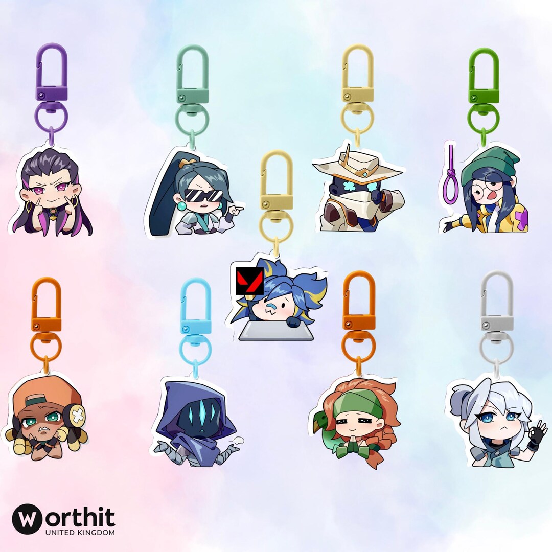 5cm Valorant Chibi Keychain – Acrylic Keychain Set，jett/omen/sage and ...