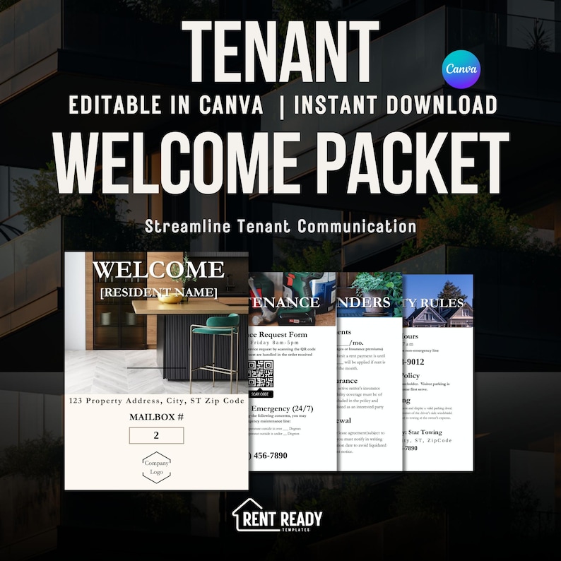 Tenant Welcome Packet Template | Customizable in Canva for Property ...
