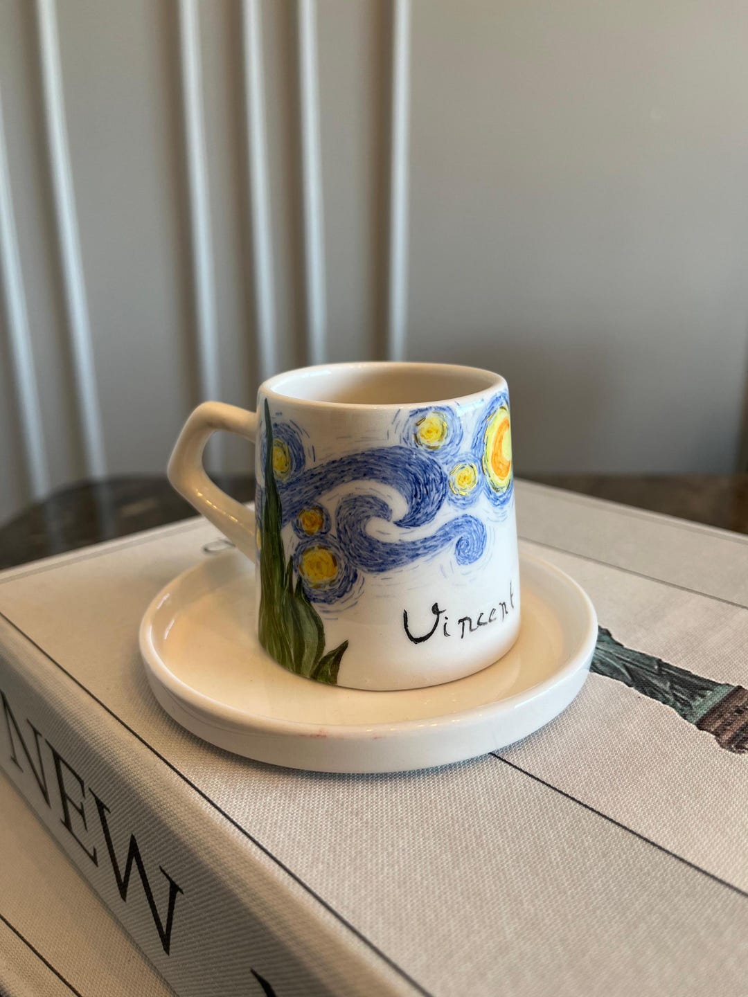 Hand-painted Van Gogh Inspired Coffee Cup – Ceramic Mug With Gold ...