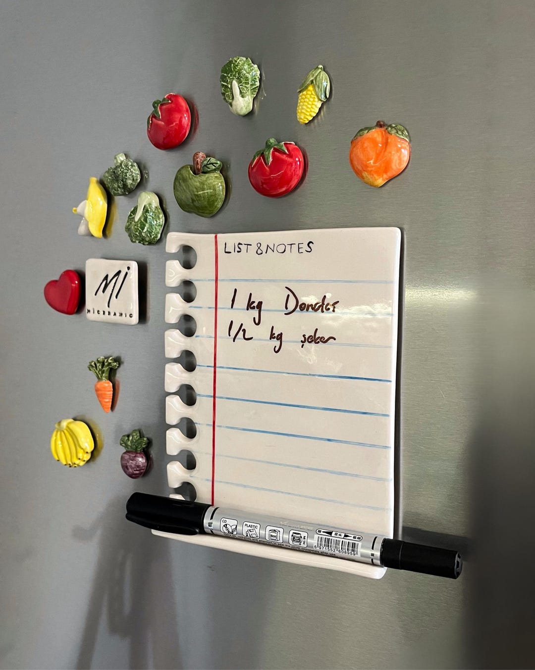Handmade Ceramic Fridge Memo Board: Fruit & Veggie Magnets - Etsy