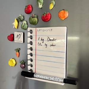 Handmade Ceramic Fridge Memo Board With 8 Magnetic Fruit & Veggie ...