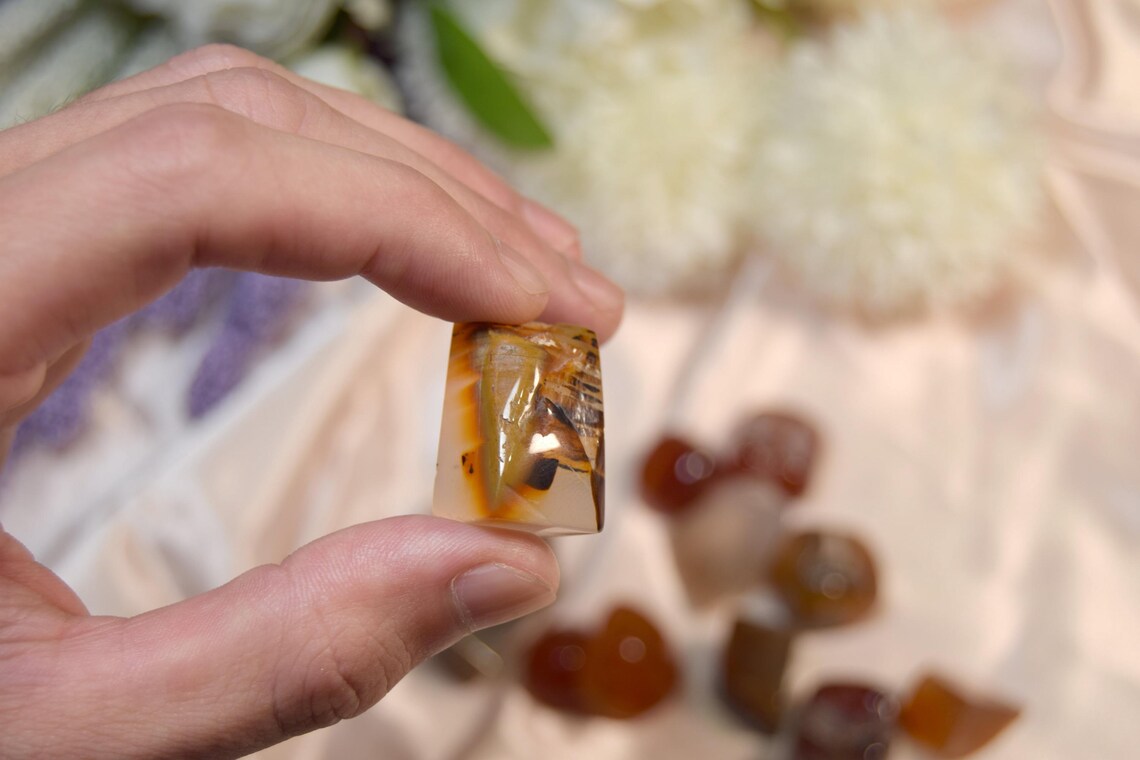 4-piece Set of Raw Fire Agate, Fire Agate Crystal Polished, Fire Agate ...