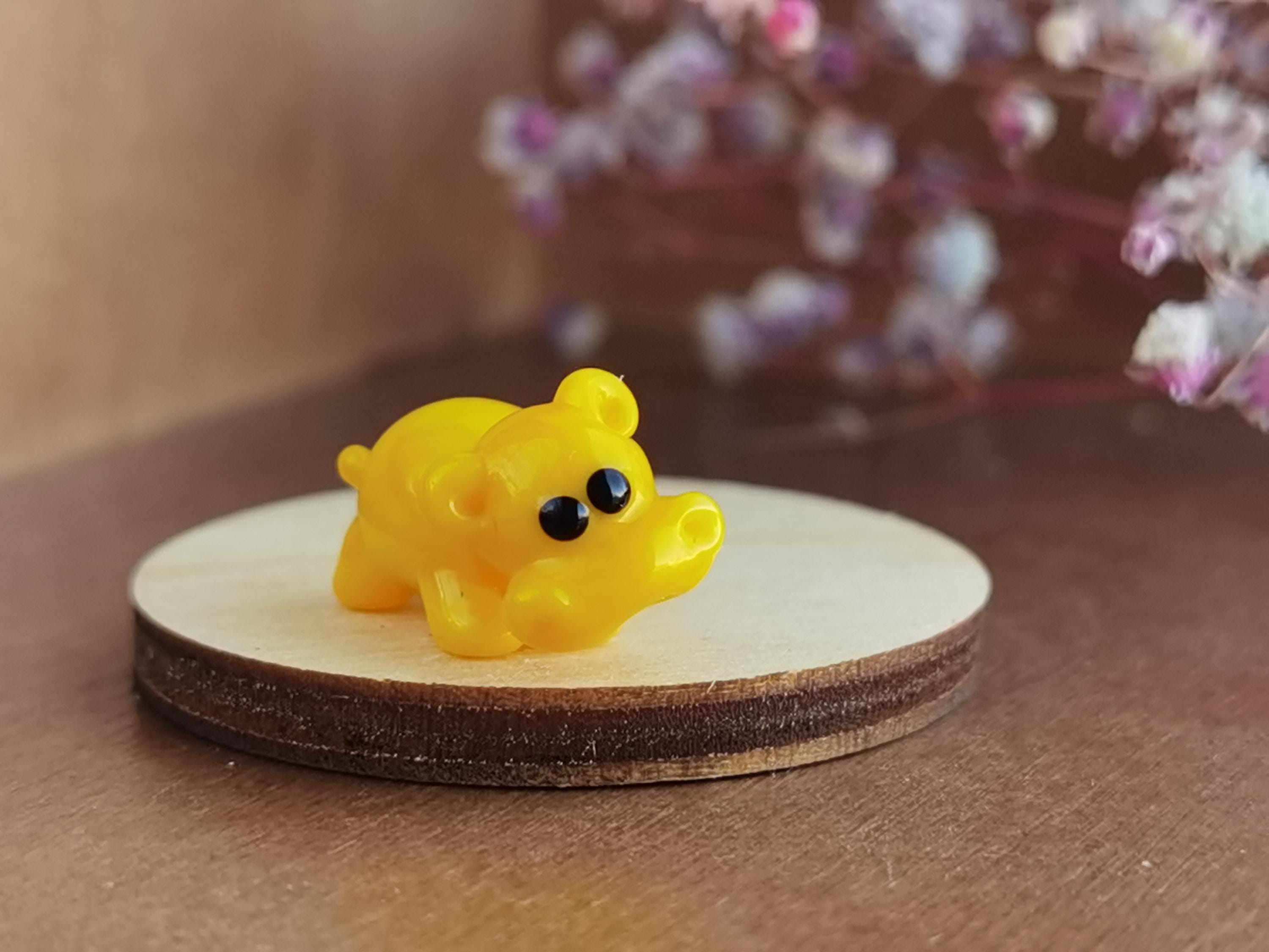 Mini Glass Figurines Hippo Figurine Glass Hippo Miniature Hippo ...