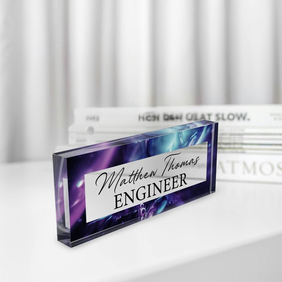 Custom Acrylic Desk Plaque Name Plate for Desk Engineer Name Plaque ...