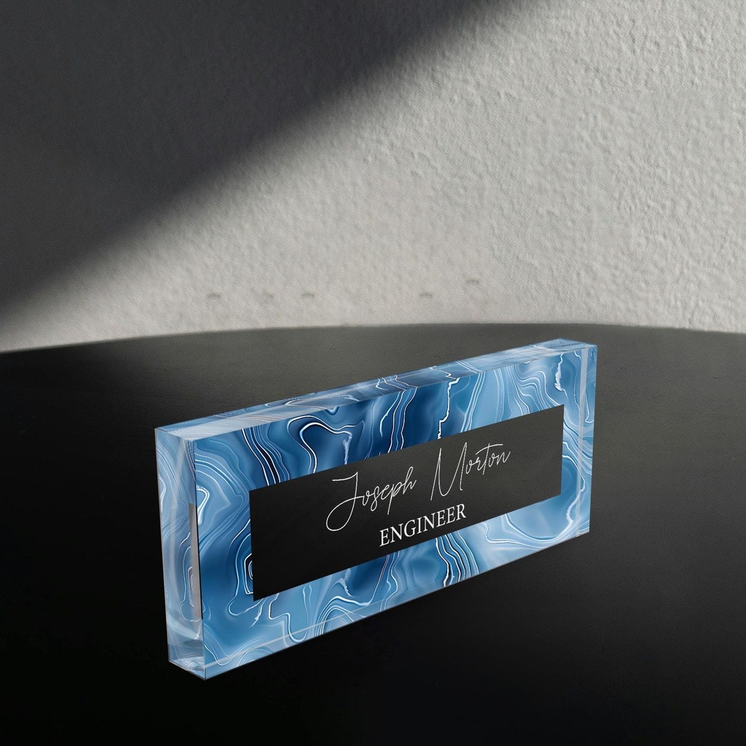 Personalized Name Plate for Desk, Design on Clear Acrylic Glass, Custom ...