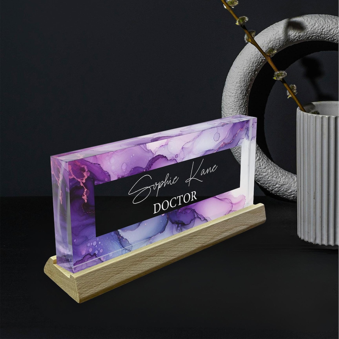 Custom Acrylic Name Block, Minimal Executive Desk CEO Sign, Job Office ...