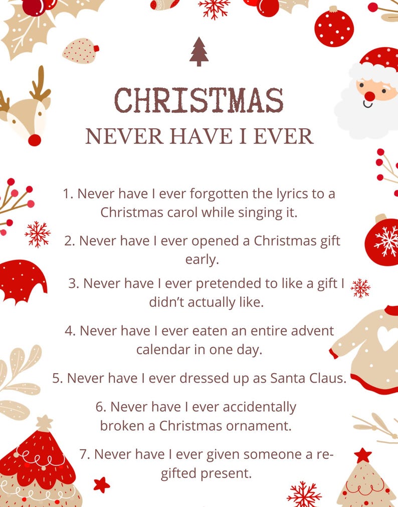Christmas Never Have I Ever - Etsy