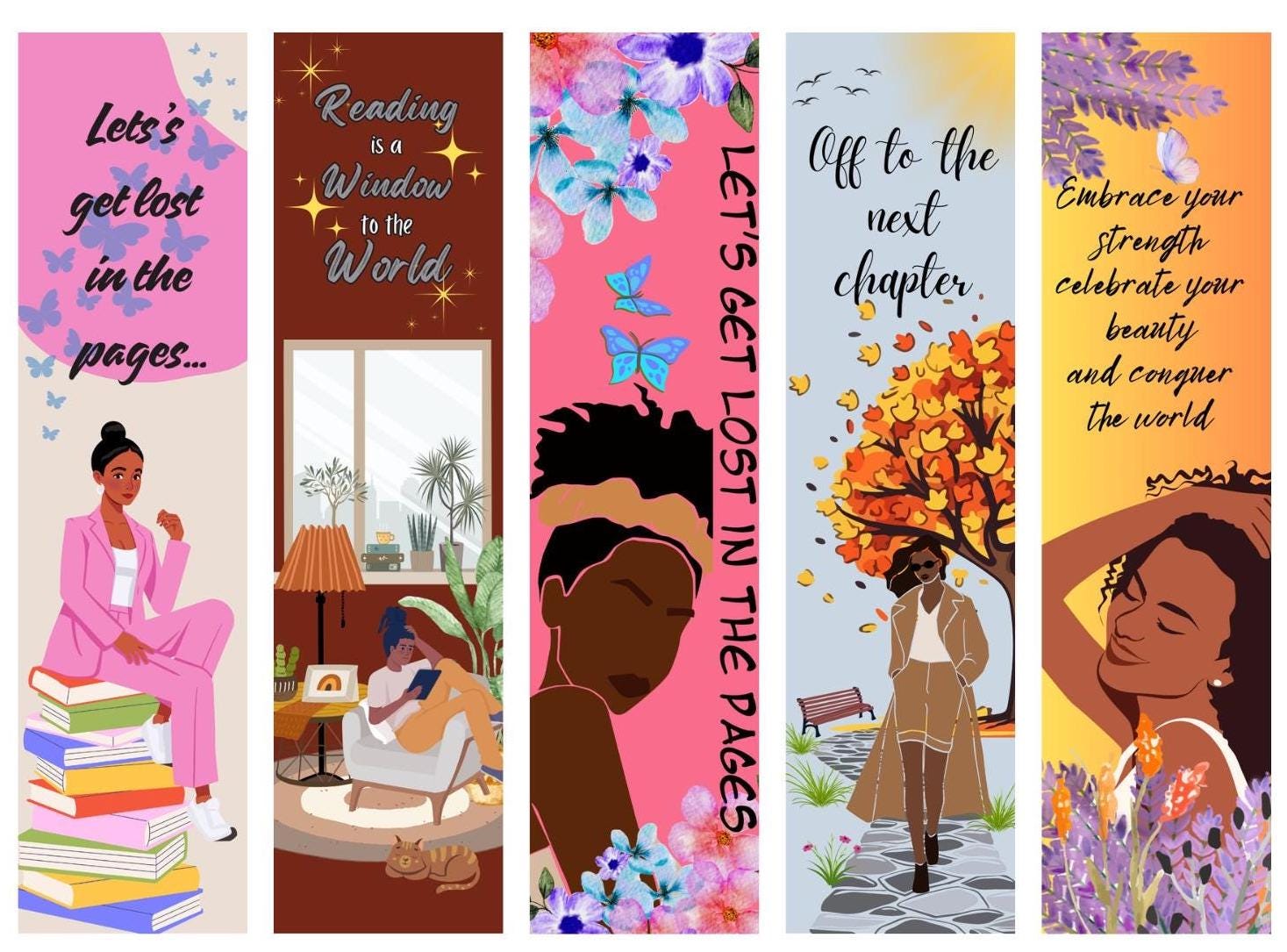 Black Girl Bookmarks, Printable Black Women Bookmarks, Black Girl Book ...