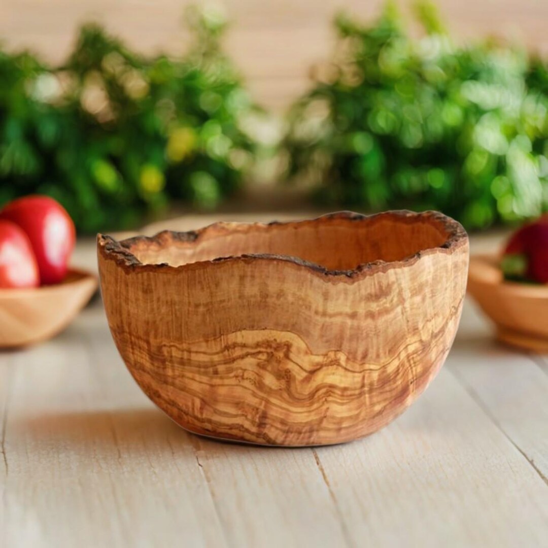 Large Rustic Serving Olive Wood Bowl - Etsy