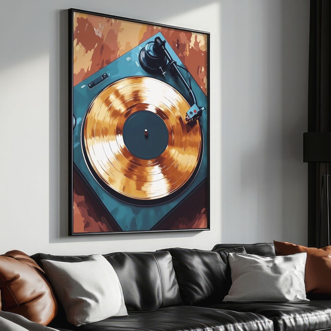 Gold Vinyl Turntable Art Print: Hip Hop Music Studio Decor (digital ...