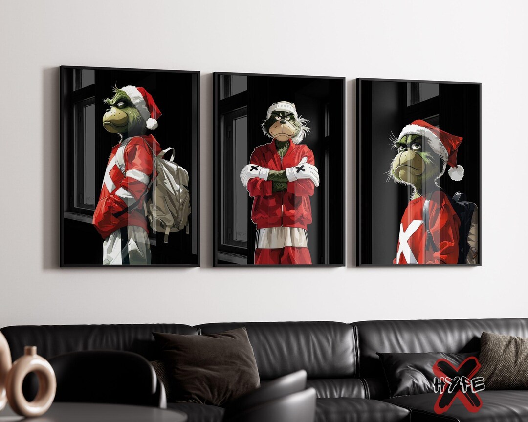 Printable Grinch Christmas Wall Art, Set of 3, Hypebeast Christmas Gift ...