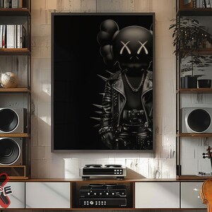 Kaws Poster Set of 3, Rocker Kaws Wall Art, Hypebeast Decor, Black Kaws ...